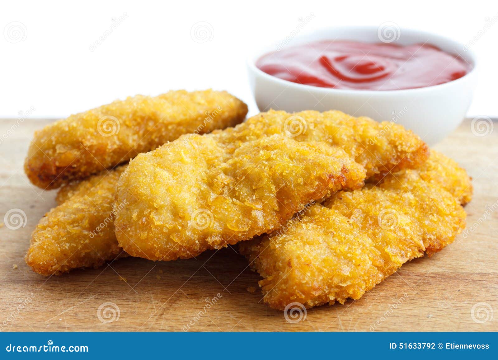 Golden Fried Chicken Strips on Wood Board. Stock Photo - Image of group ...