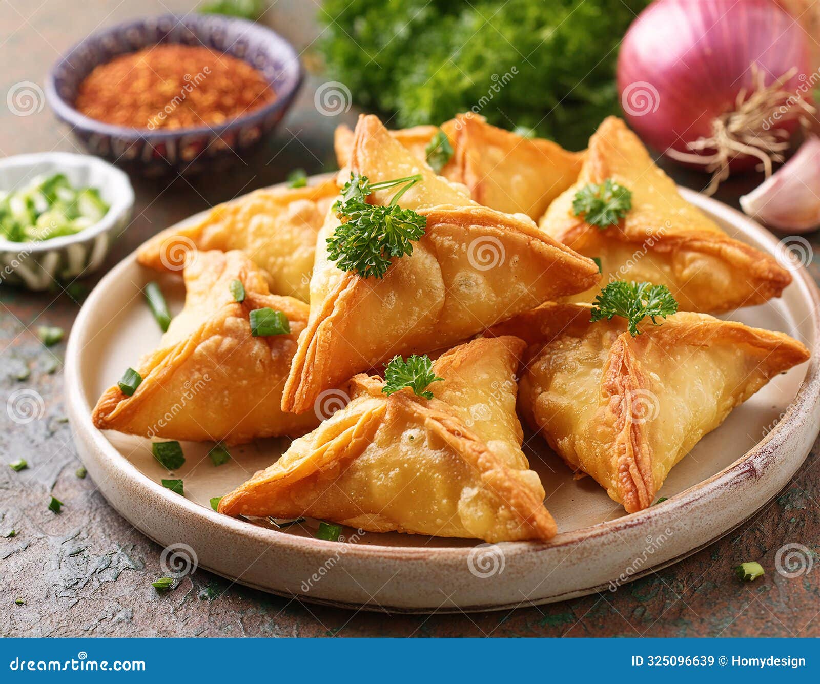 Golden Fried Samosas, Crispy and Savory Stock Illustration ...