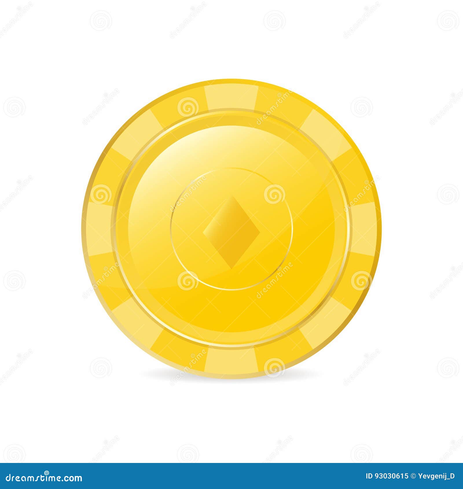 Golden Gambling Chip with Diamond Suit. Realistic Chip Stock Vector ...