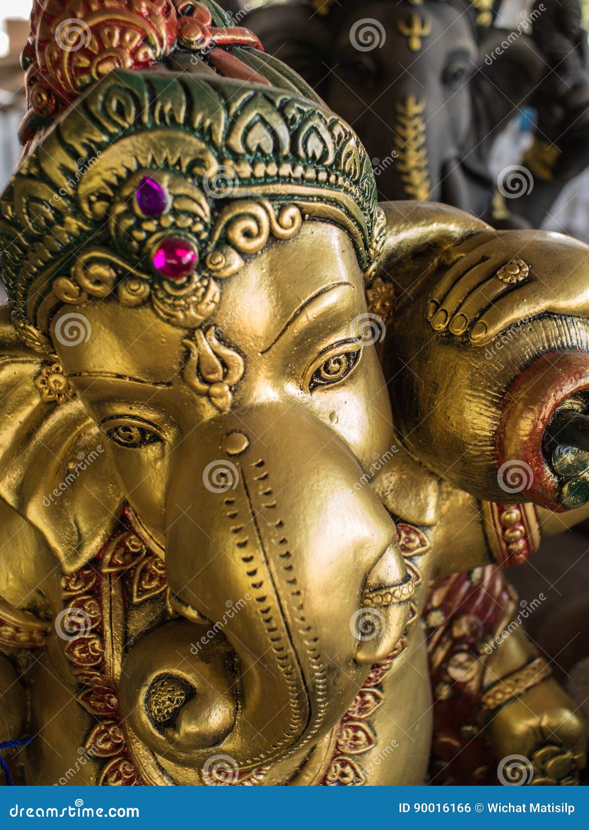 Golden Ganesh Statue Art stock photo. Image of mythology - 90016166