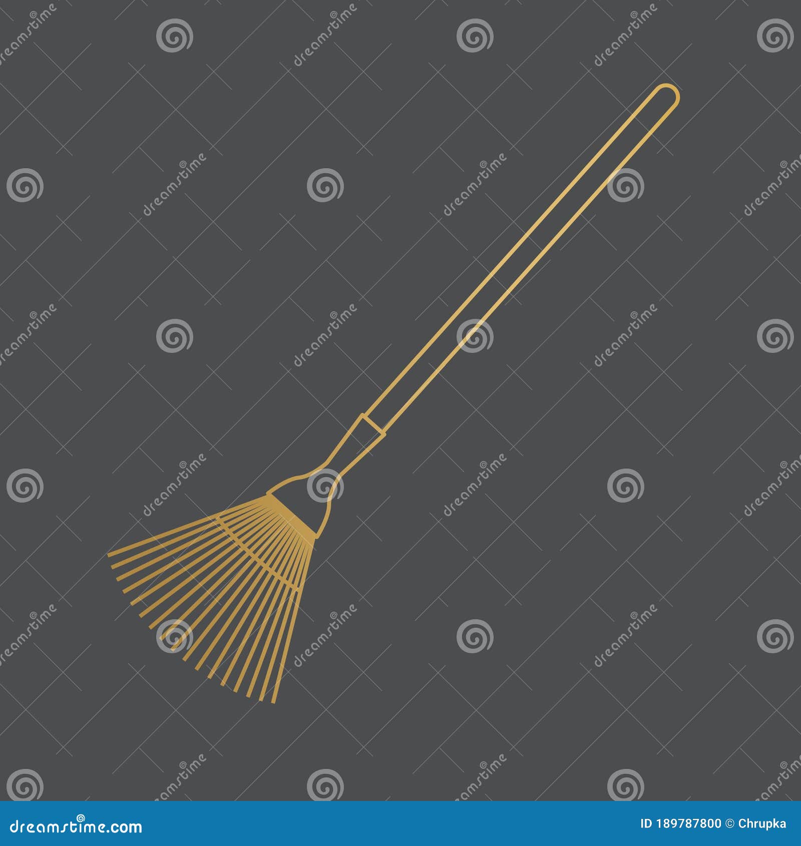 Golden Garden Rake Tool Icon Stock Vector - Illustration of hand ...