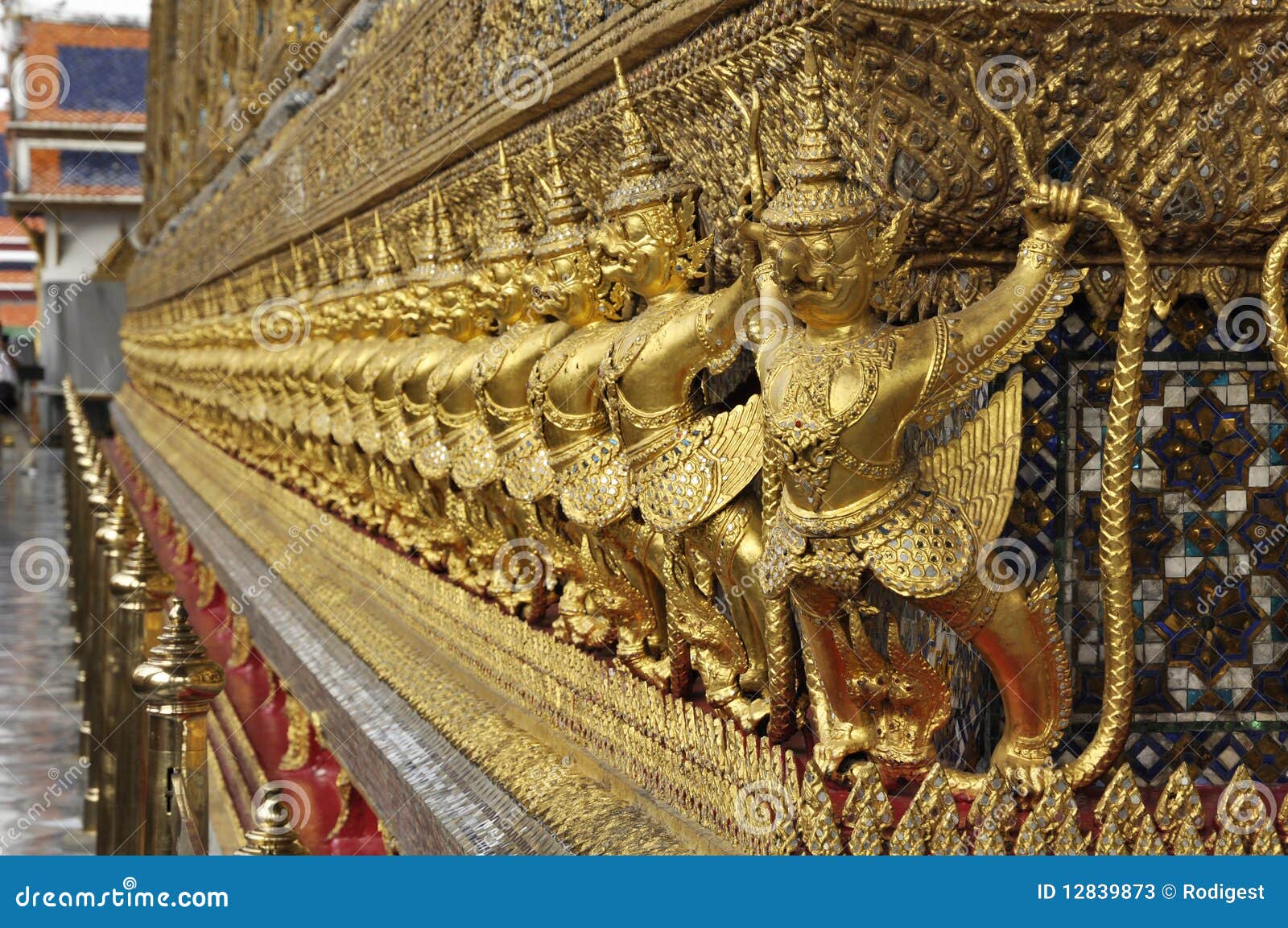 Golden Garuda Sculpture Thailand Row Stock Image - Image of creature ...