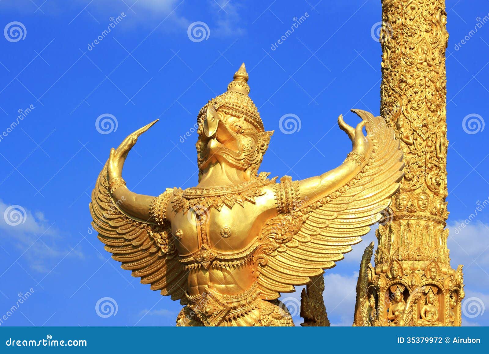 Golden Garuda Thai Style Statue Art Stock Photo - Image of grand ...
