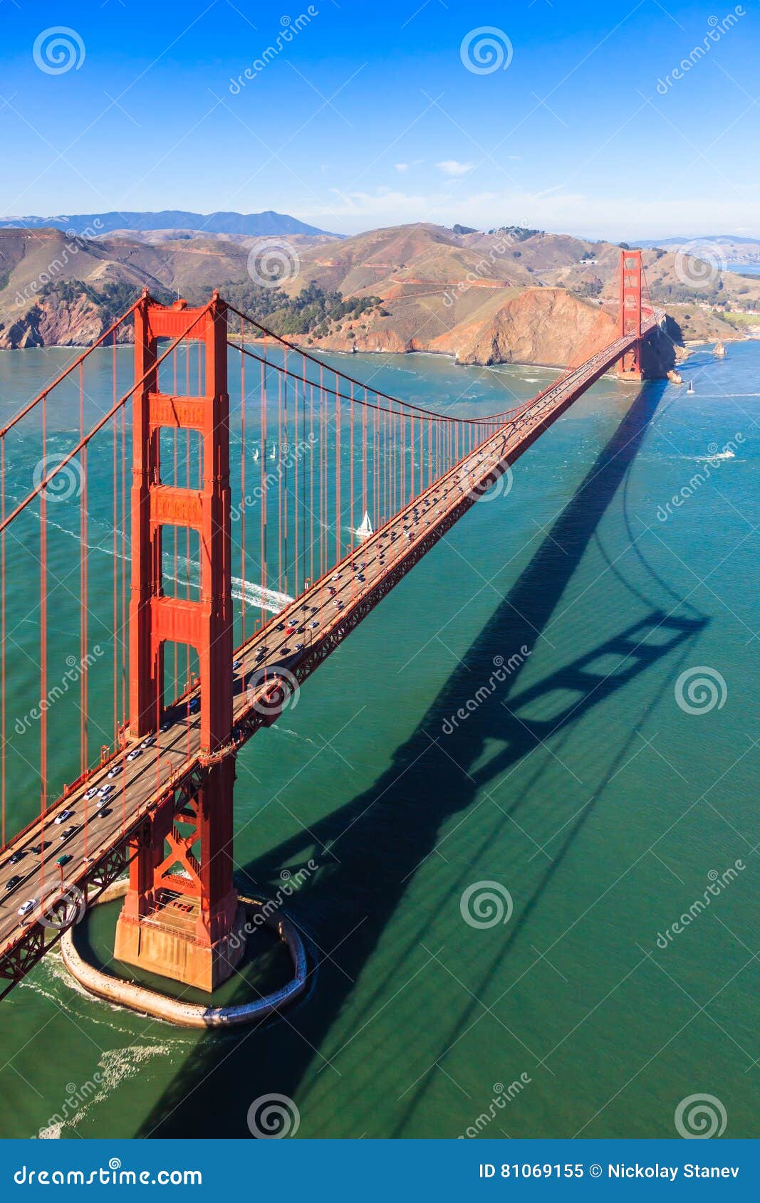 Golden Gate Bridge from Above Stock Image - Image of pacific ...
