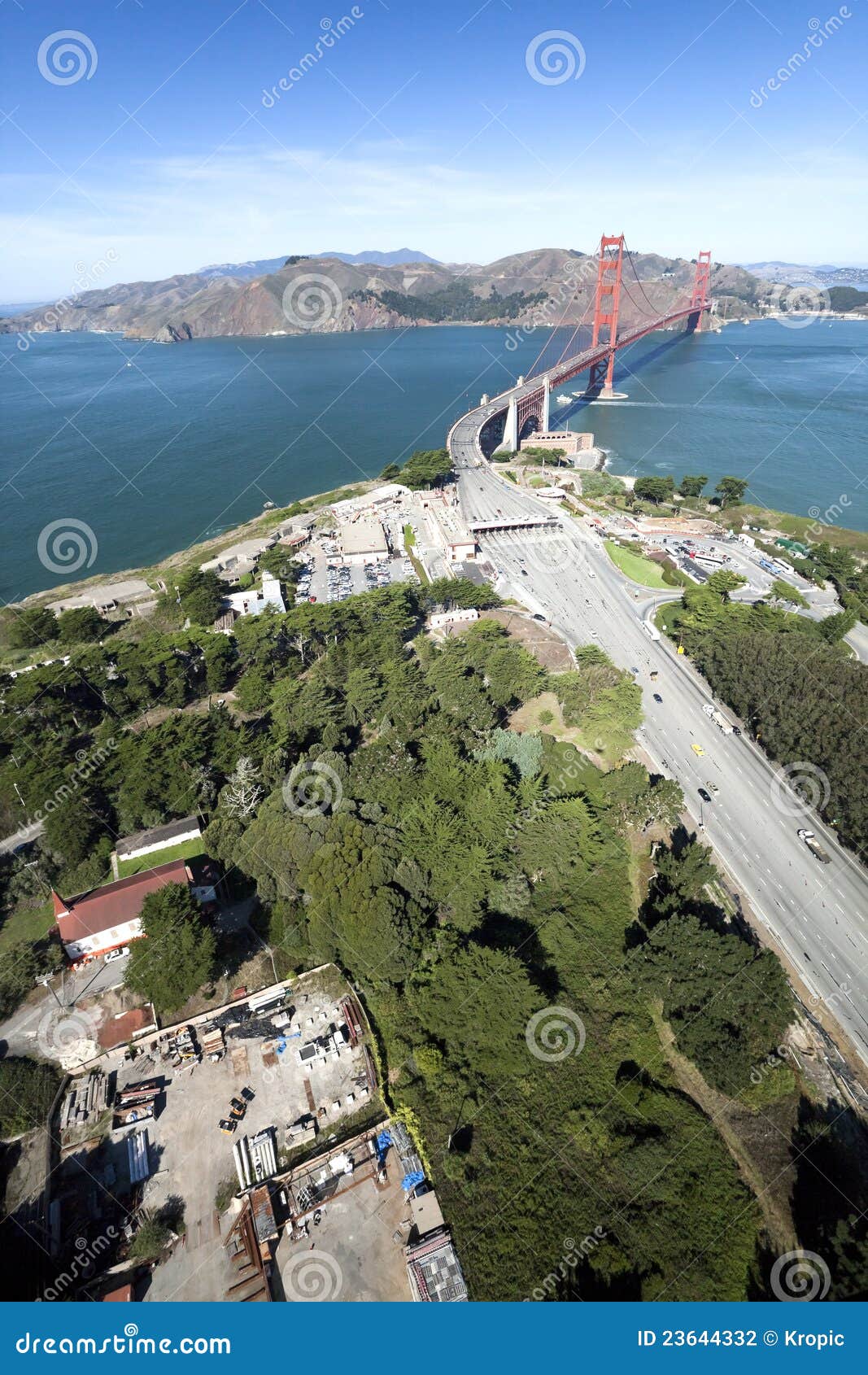 The Golden Gate Bridge Aerial View Stock Photo - Image of city, lights ...