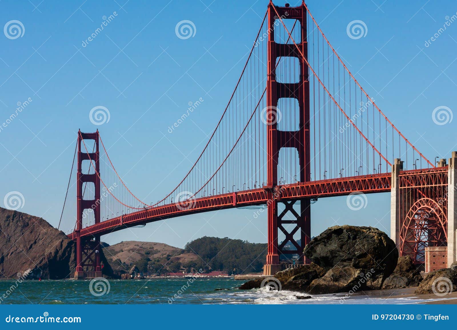 Golden Gate Bridge from Bottom Stock Photo - Image of hill, american ...