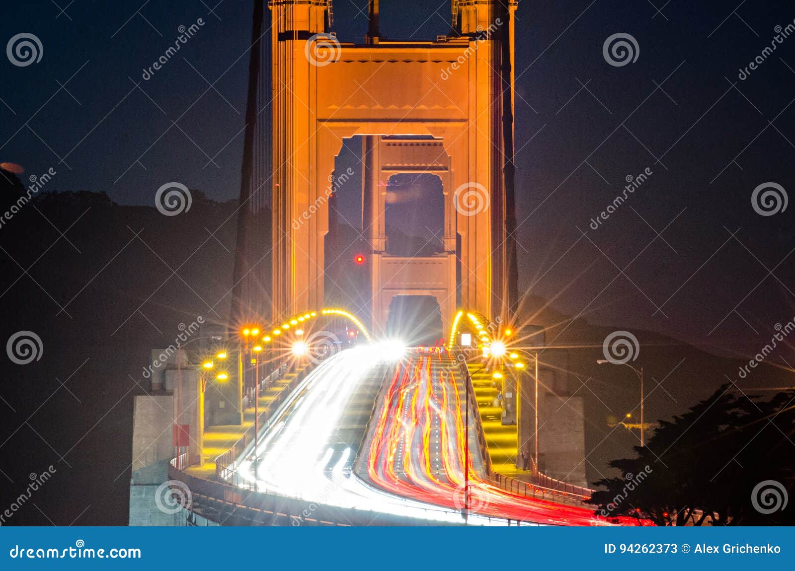 Golden Gate Bridge Evening Commute Traffic Stock Image - Image of ...