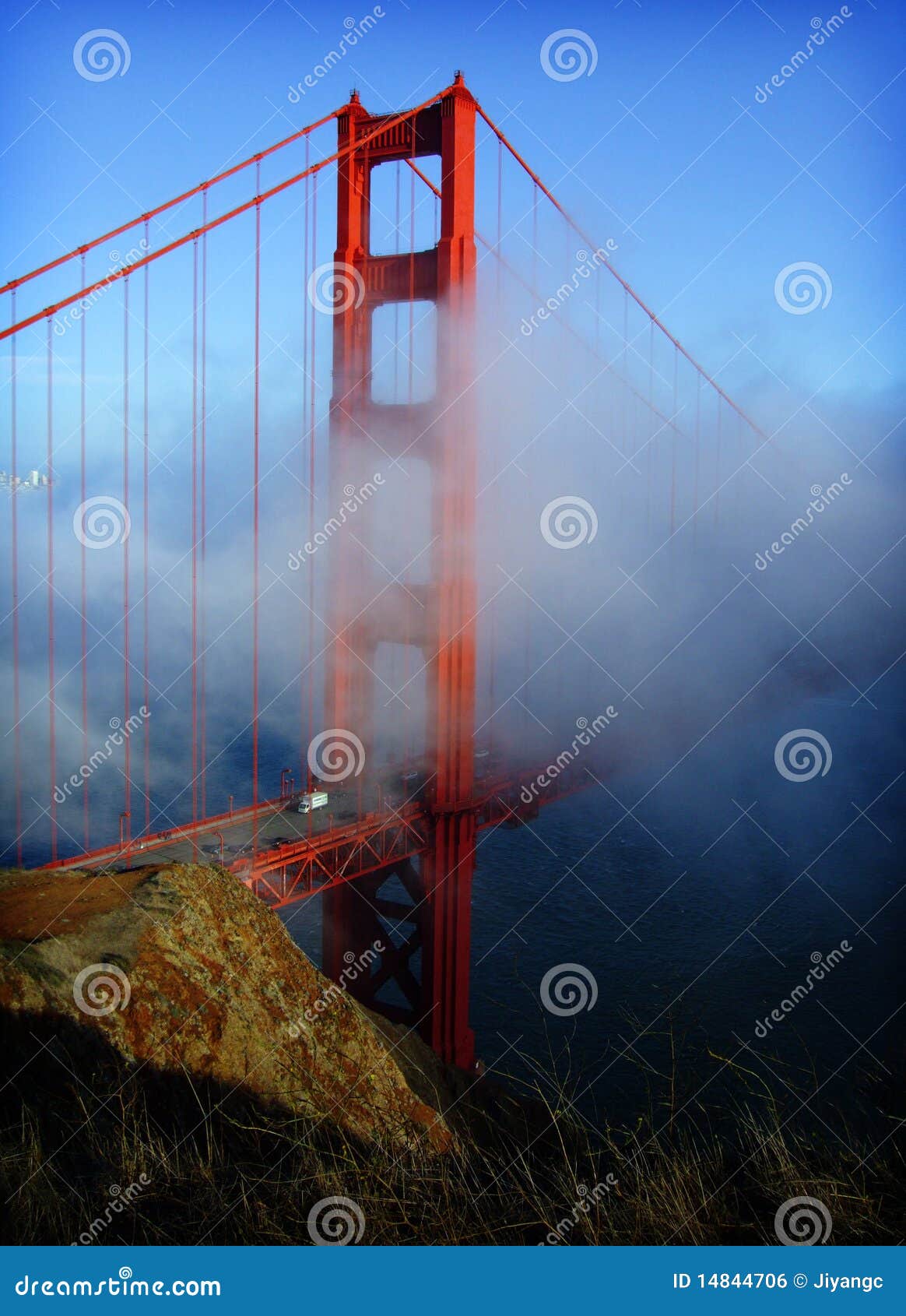 Golden Gate Bridge in Fog stock photo. Image of gate - 14844706