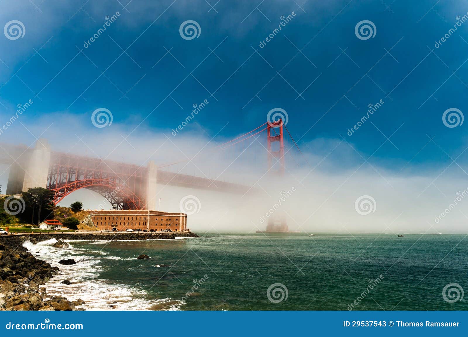 Golden Gate Bridge in the Fog. Stock Image - Image of pacific ...