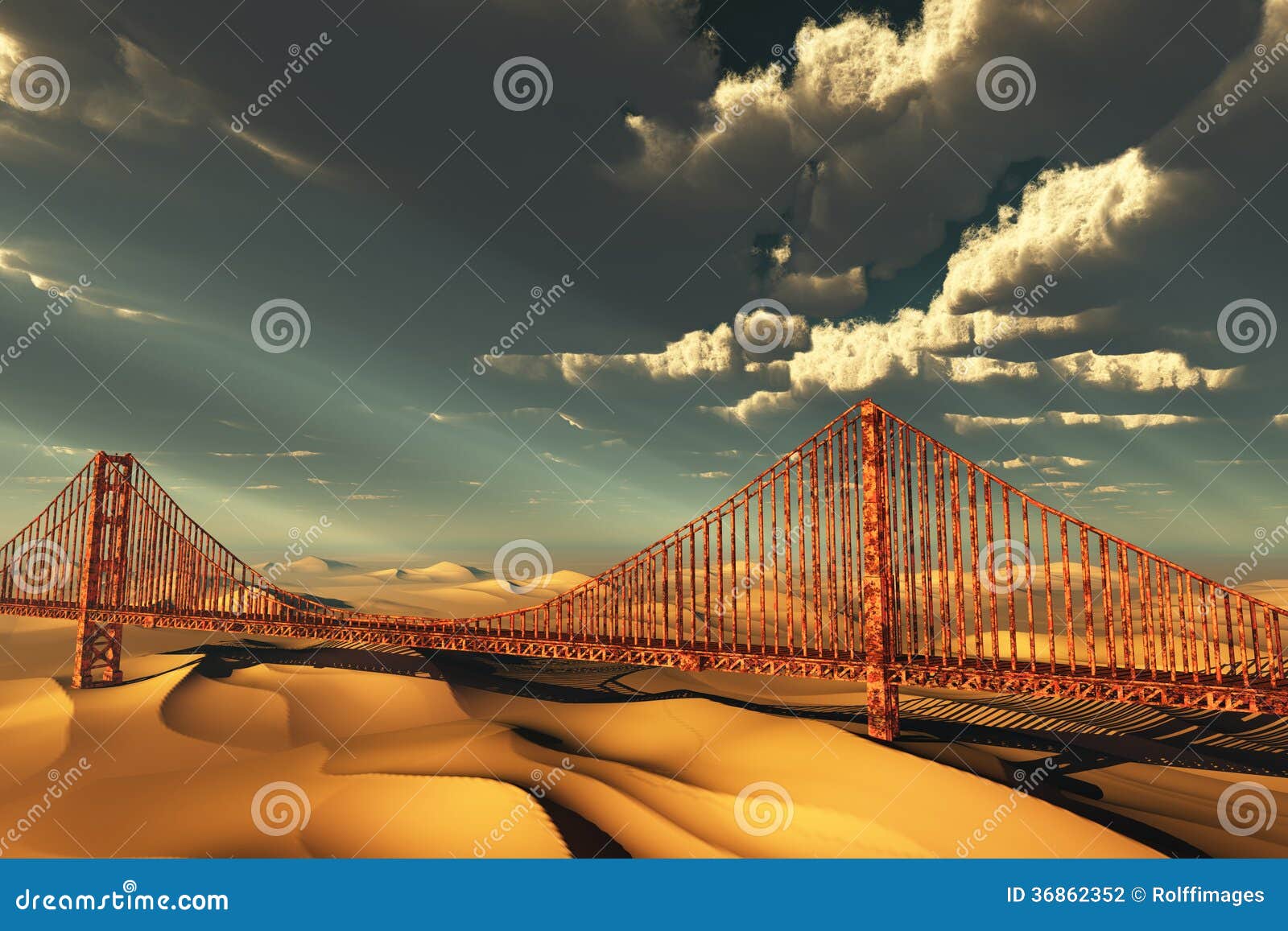 Golden Gate Bridge in Future Stock Illustration - Illustration of ...
