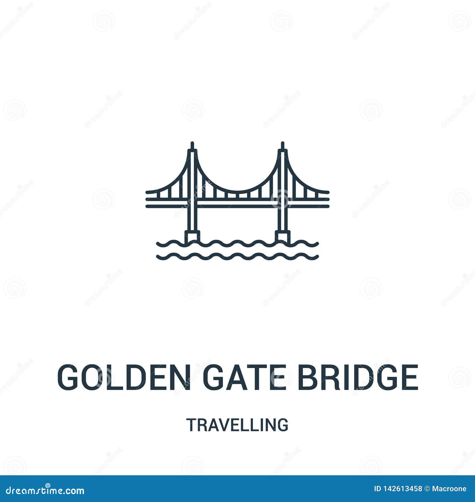 Golden Gate Bridge Icon Vector from Travelling Collection. Thin Line ...