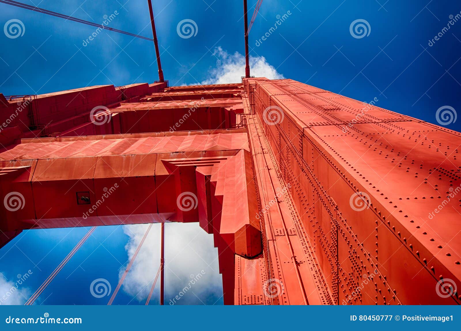 Golden Gate Bridge Looking Up, Horizontal Stock Image - Image of ...