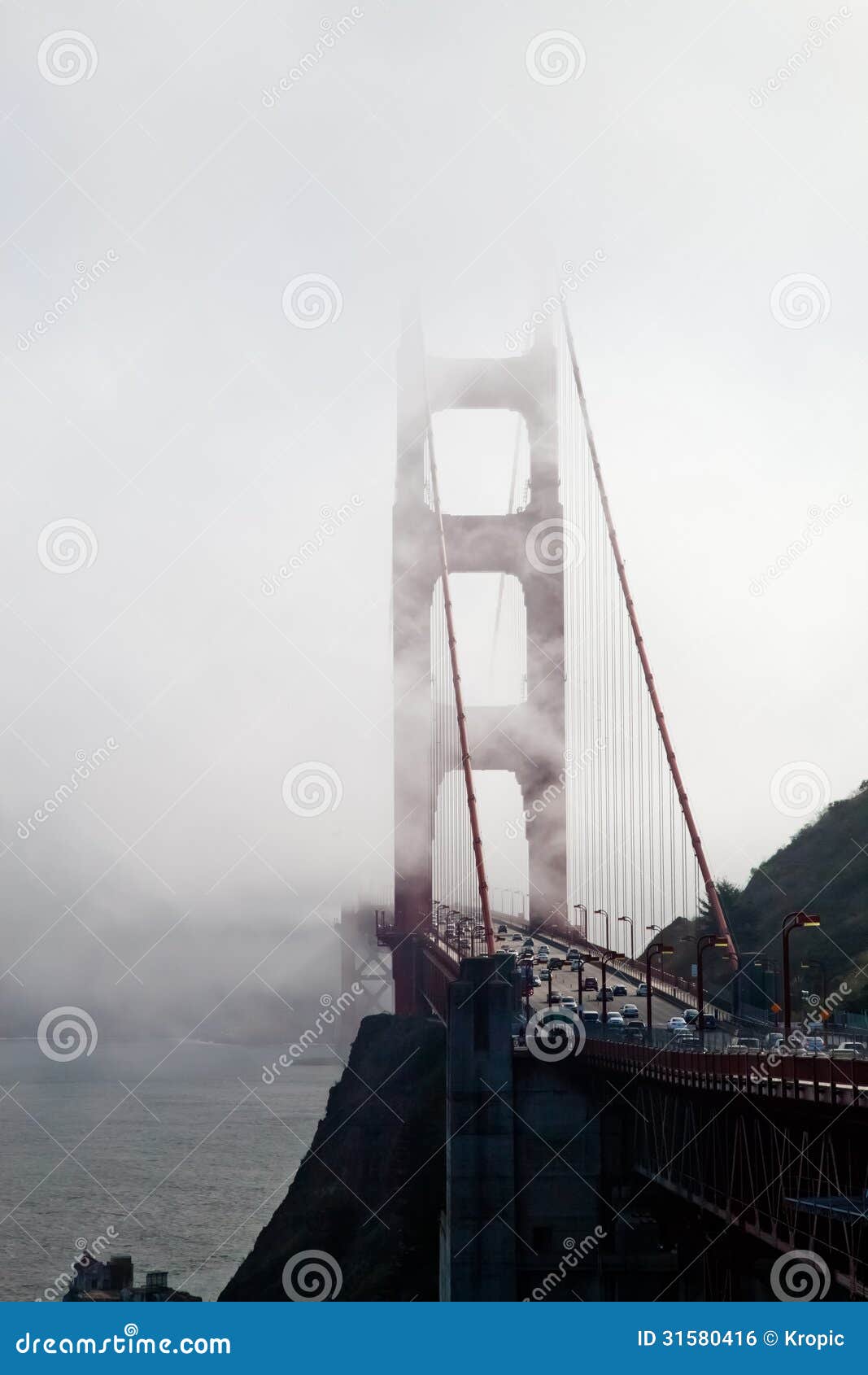 Golden Gate Bridge in the Mist Stock Photo - Image of pacific, america ...