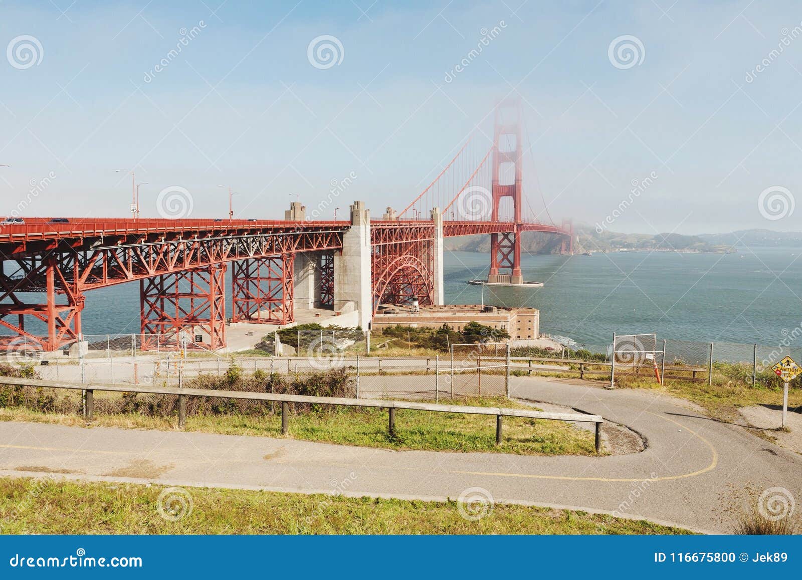 Golden Gate Bridge in mist stock photo. Image of gate - 116675800