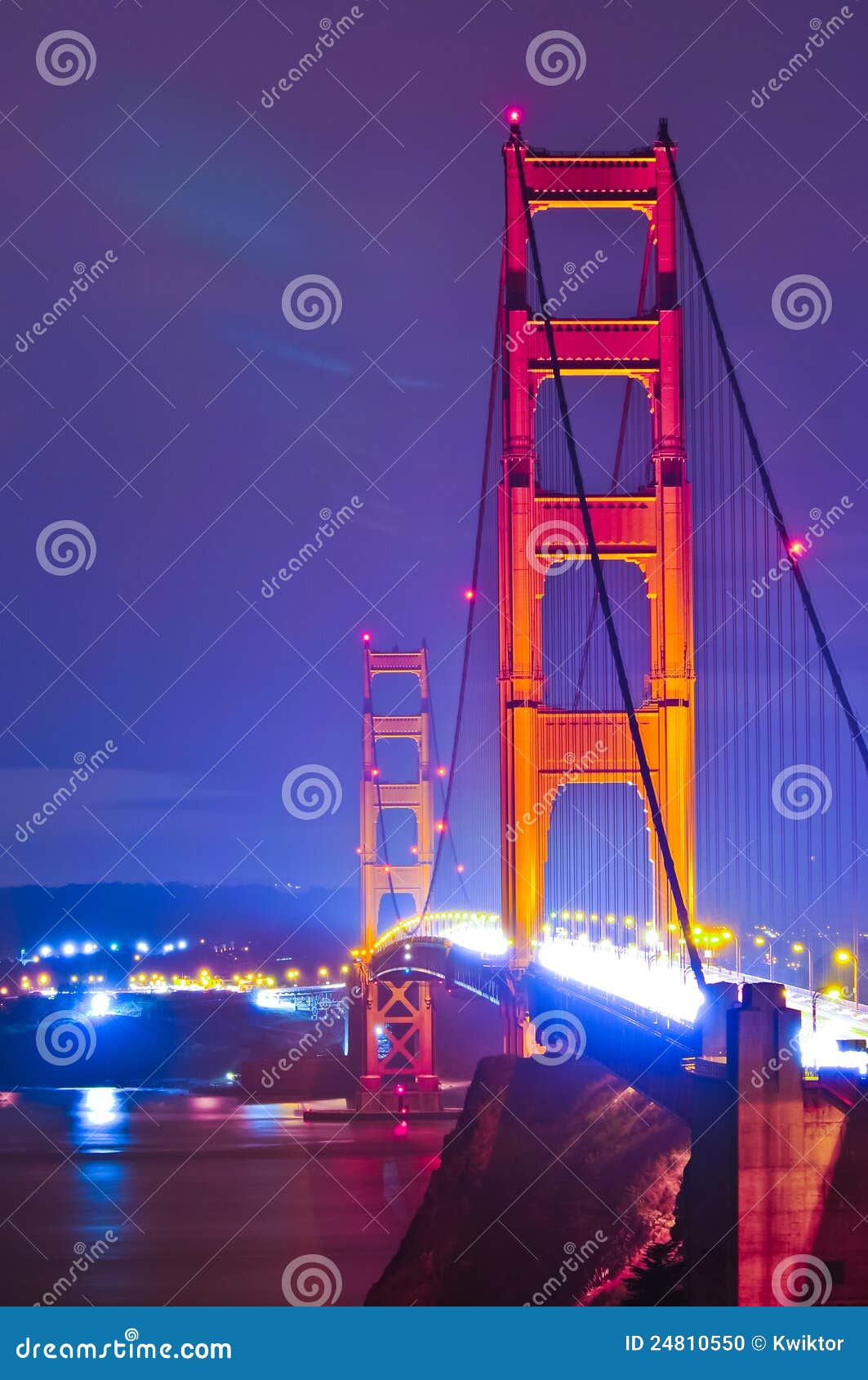 Golden Gate Bridge at Night Stock Photo - Image of famous, cityscape ...