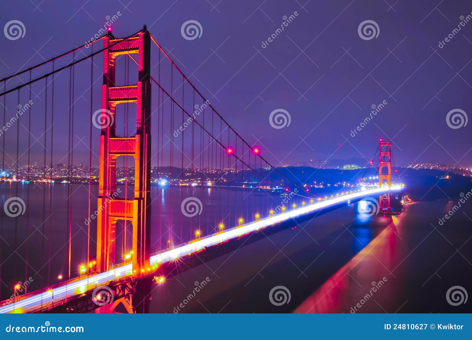Golden Gate Bridge at Night Stock Image - Image of pacific, cruise ...