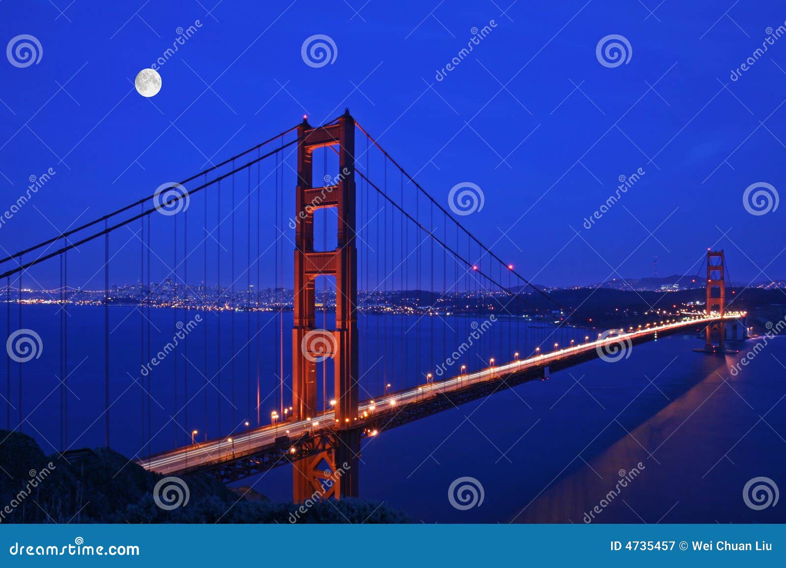 Golden Gate Bridge at Night Stock Image - Image of central, light: 4735457