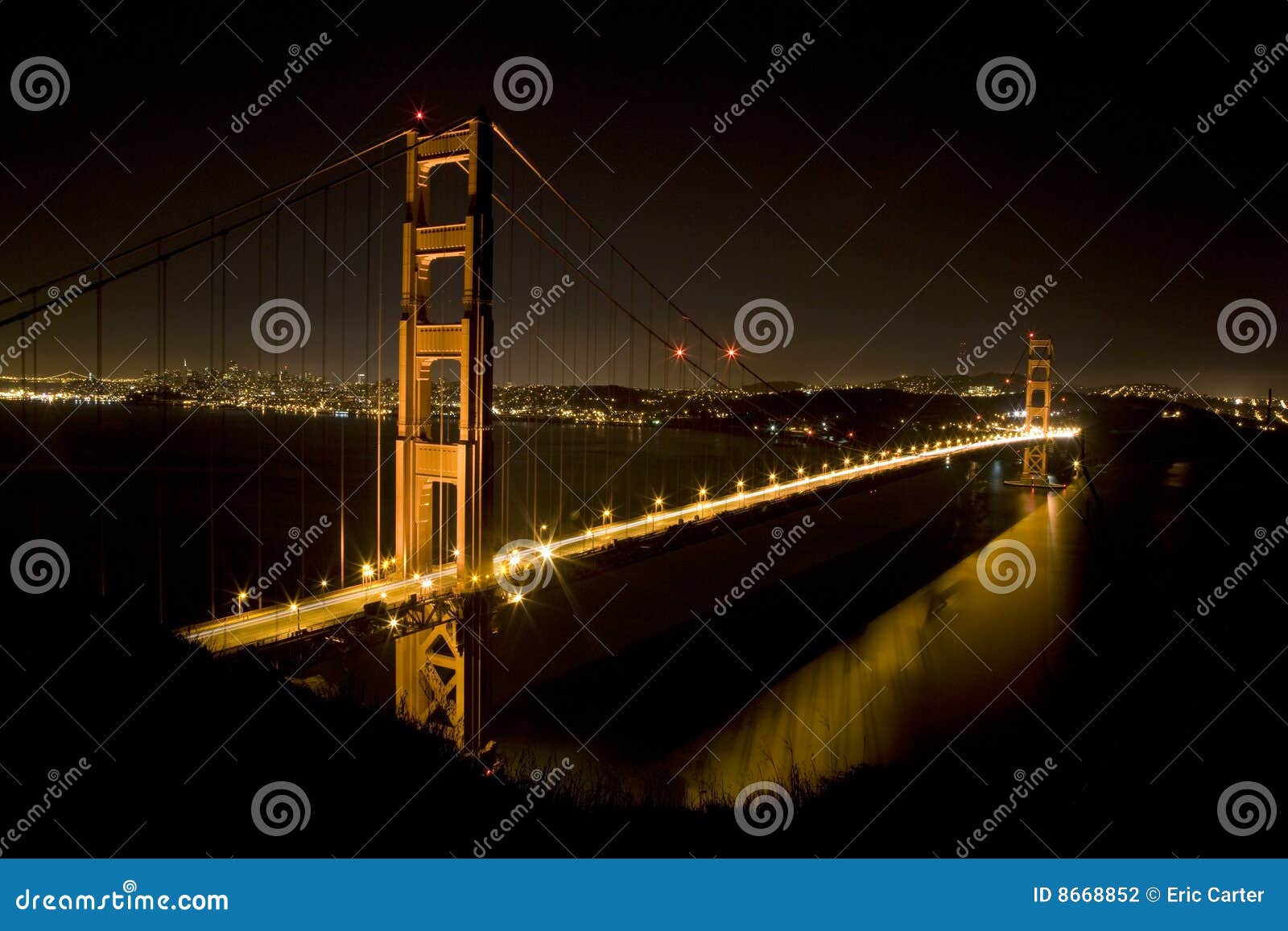 Golden Gate Bridge at Night Stock Photo - Image of gate, light: 8668852