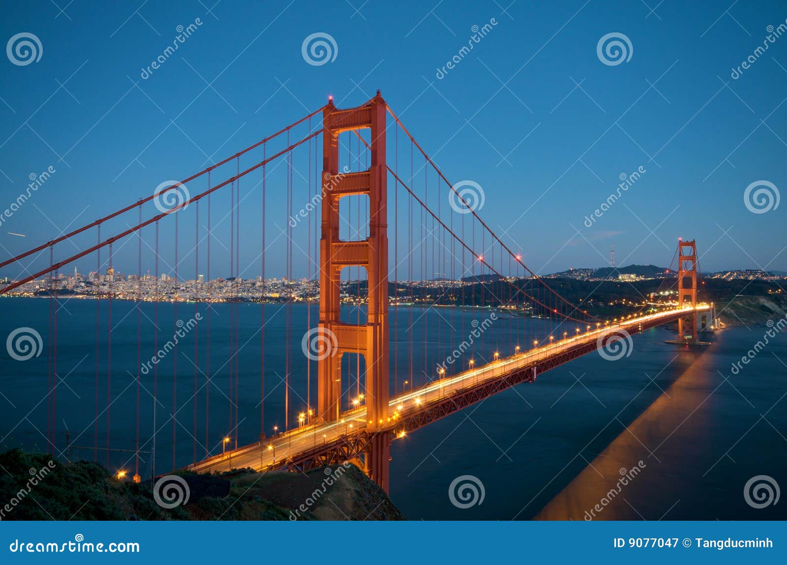 Golden Gate Bridge at Night in San Francisco Stock Image - Image of ...