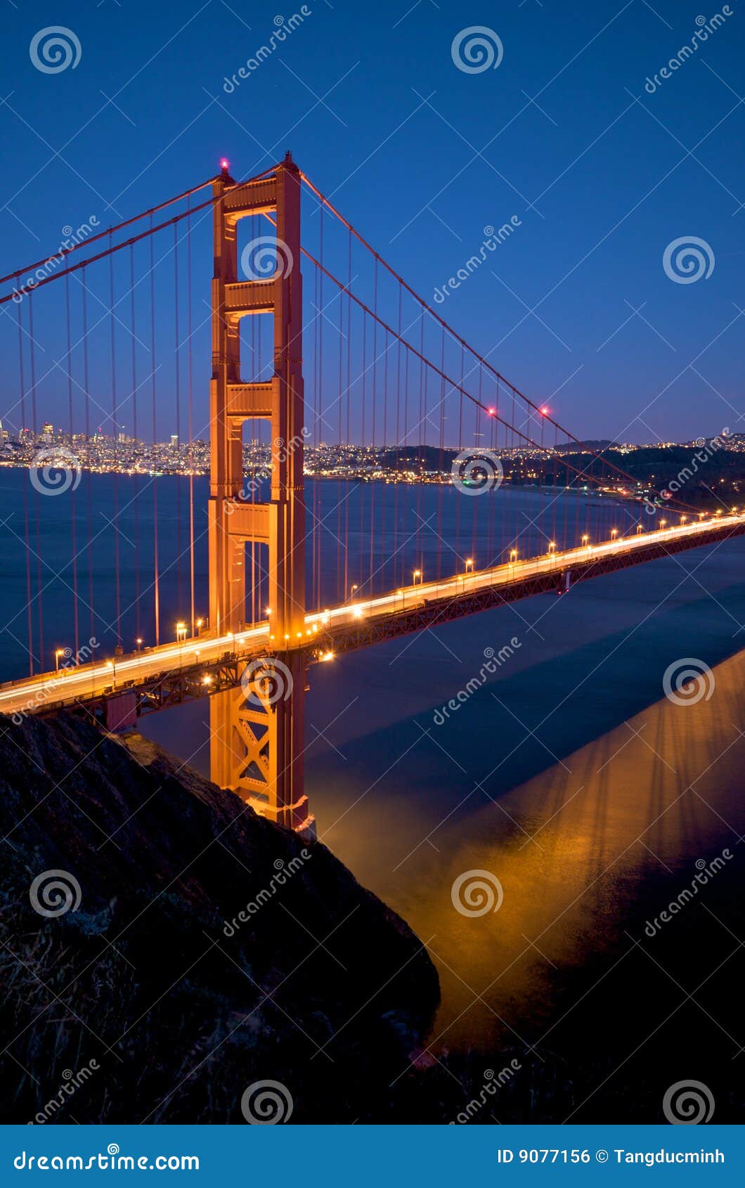Golden Gate Bridge at Night in San Francisco Stock Photo - Image of ...