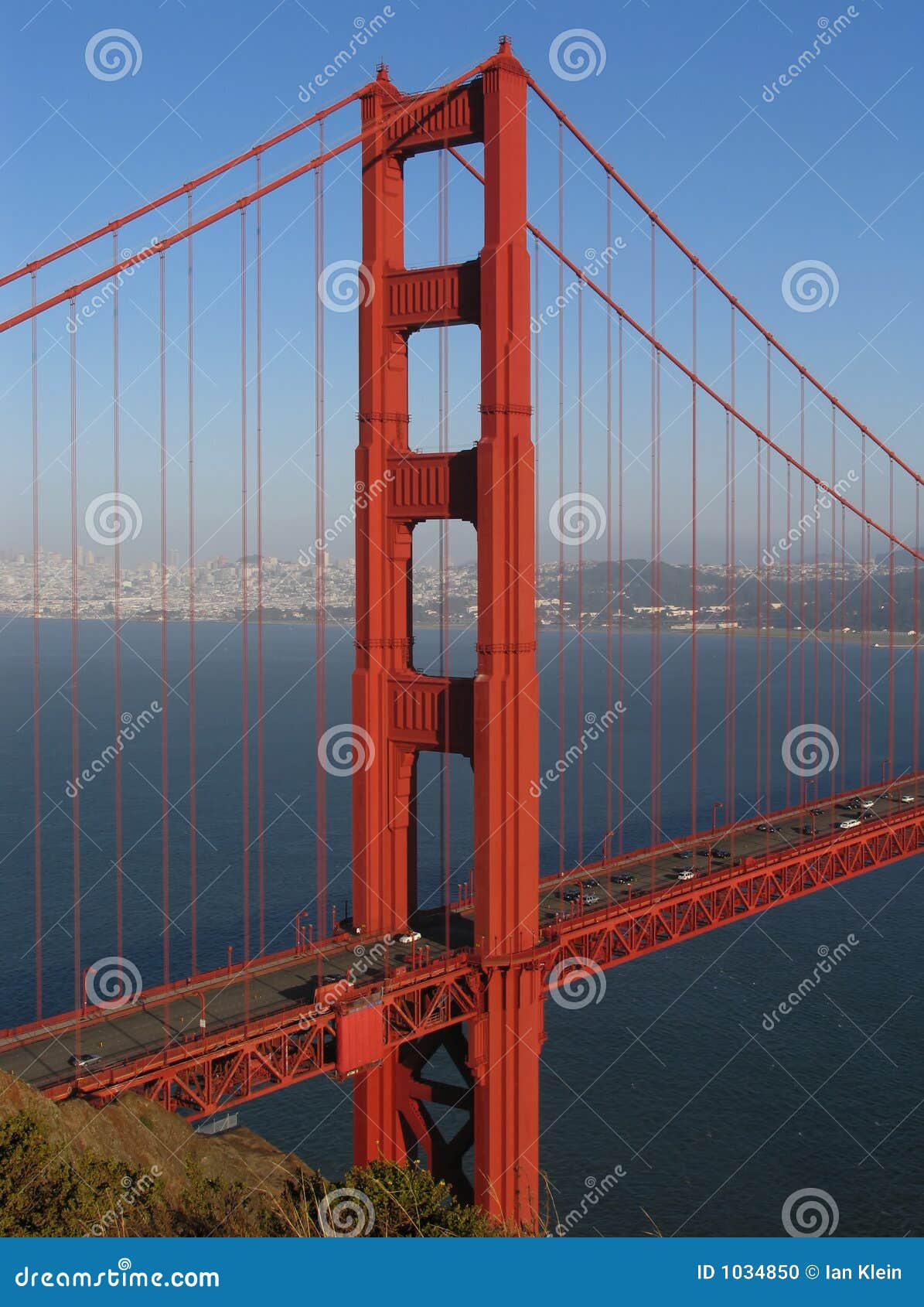 Golden Gate Bridge Northern Tower Centered Stock Photo - Image of ...