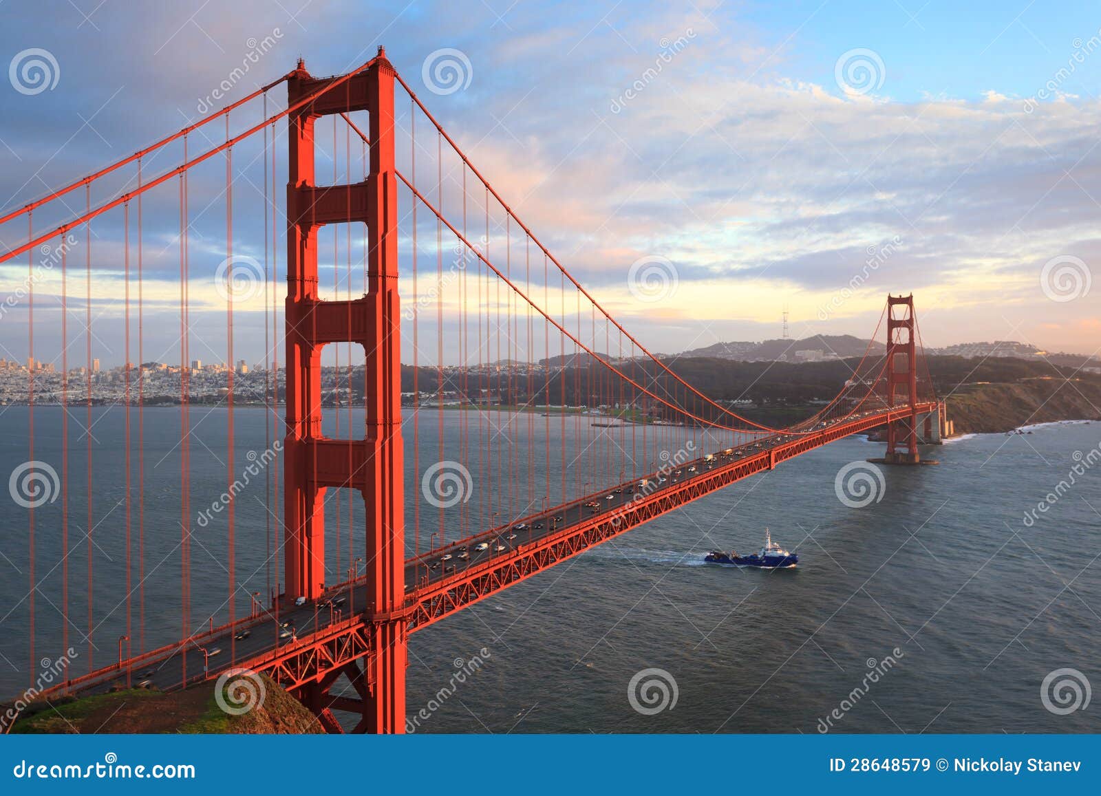 Golden Gate Bridge and San Francisco Bay Stock Image - Image of ...