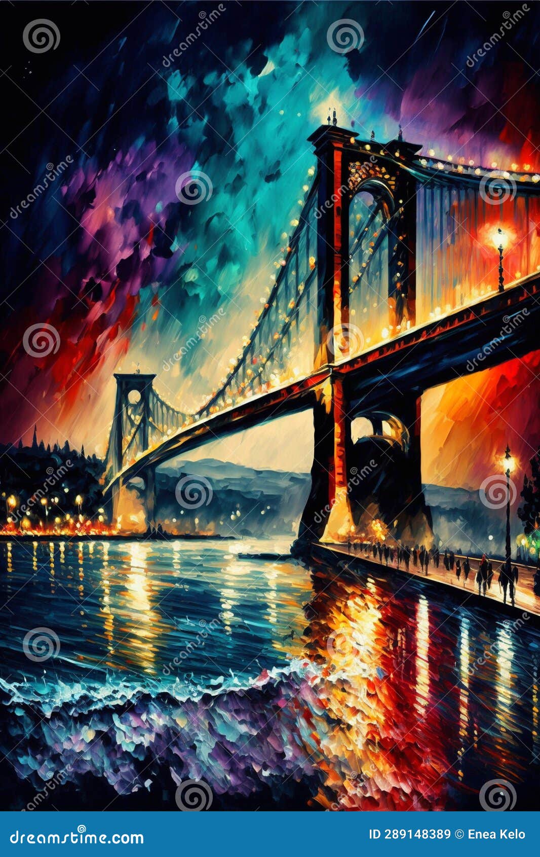 Golden Gate Bridge in Impressionist Art Style Stock Illustration ...