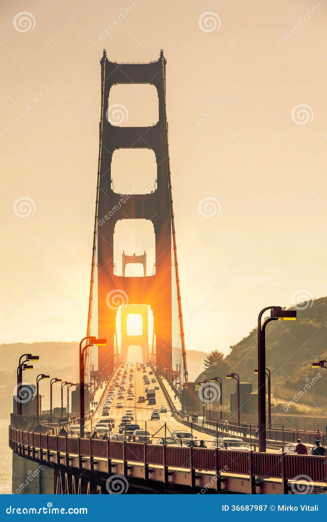 Golden Gate Bridge - San Francisco at Sunset Stock Image - Image of ...