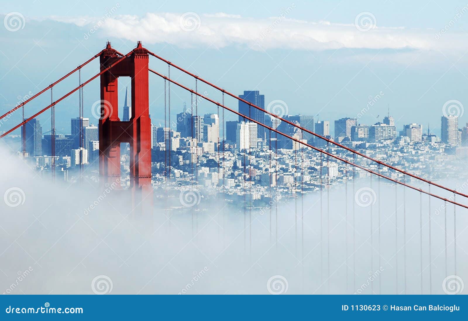 Golden Gate Bridge & San Francisco Under Fog Stock Image - Image of ...