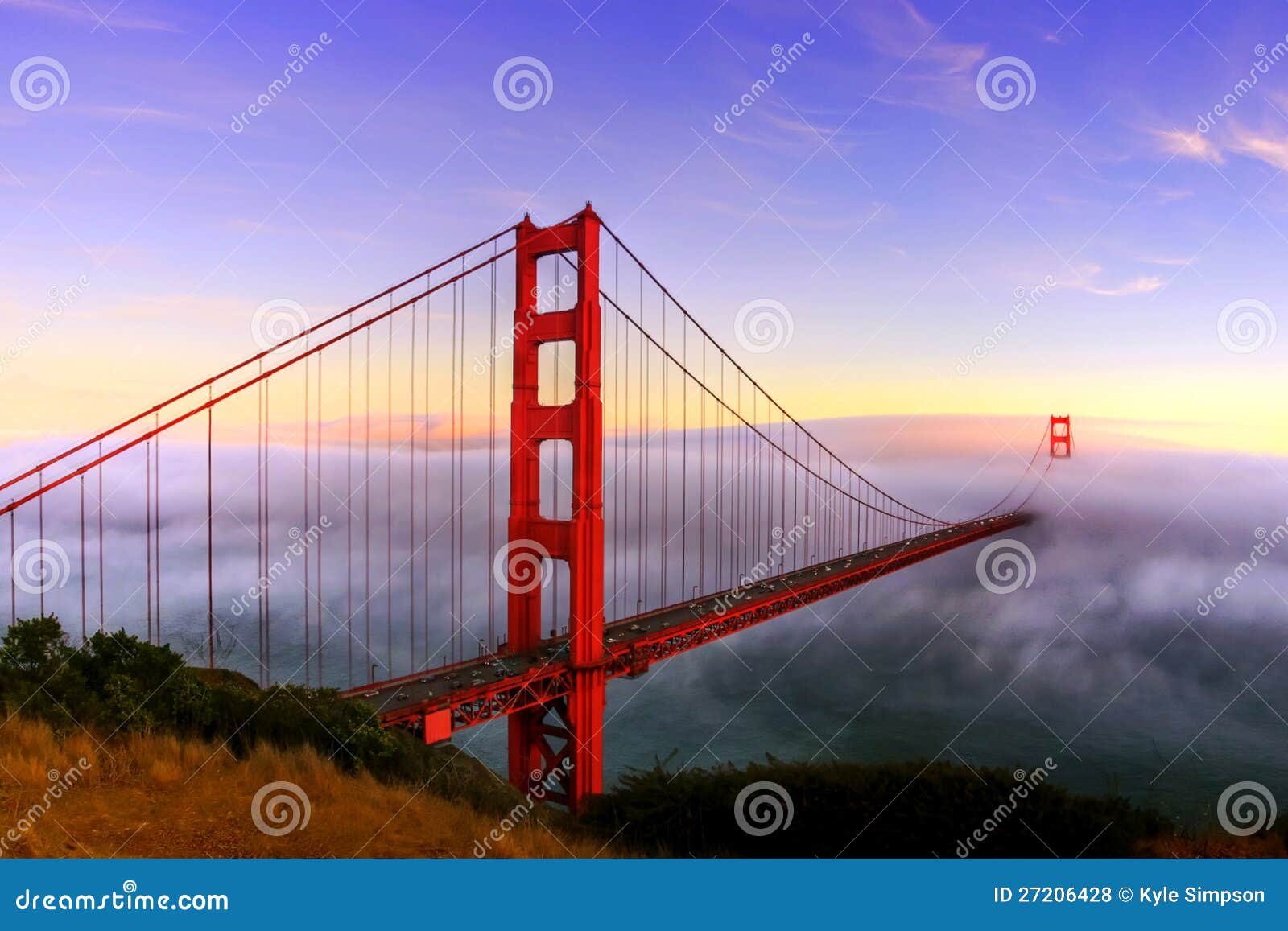 Golden Gate Bridge at Sunset Stock Photo - Image of architecture ...