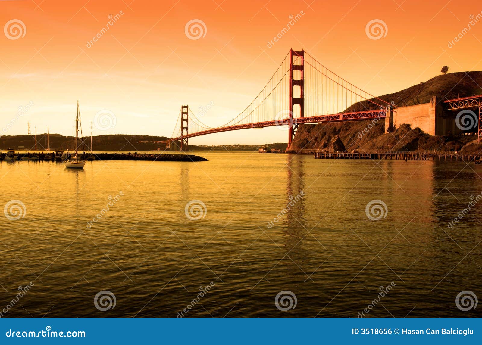 Golden Gate Bridge sunset stock photo. Image of francisco - 3518656