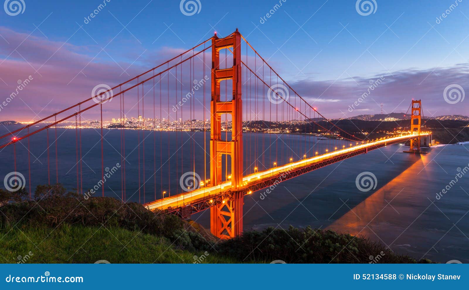 Golden Gate Bridge at Sunset Stock Photo - Image of blue, national ...