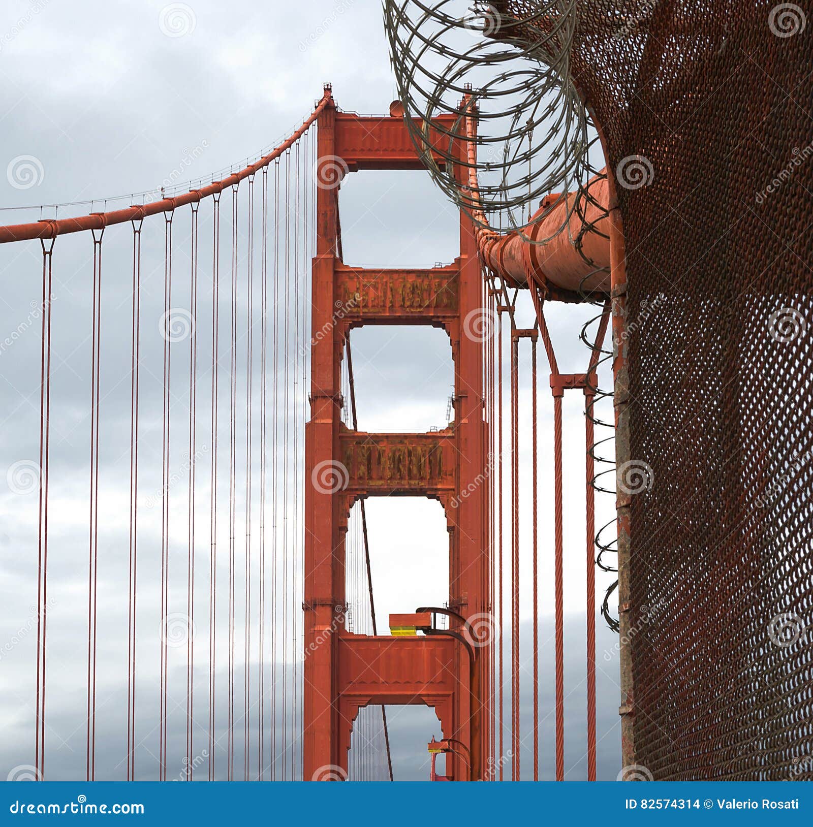 Golden gate bridge tower stock photo. Image of landmark - 82574314