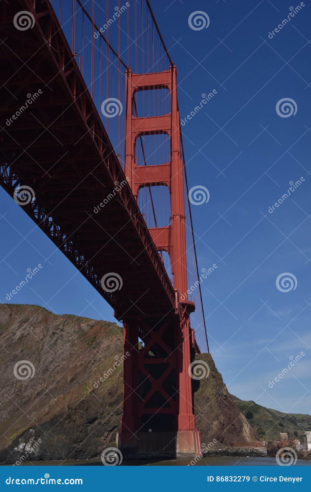 Golden Gate Bridge Vertical from Underneath Stock Image - Image of view ...
