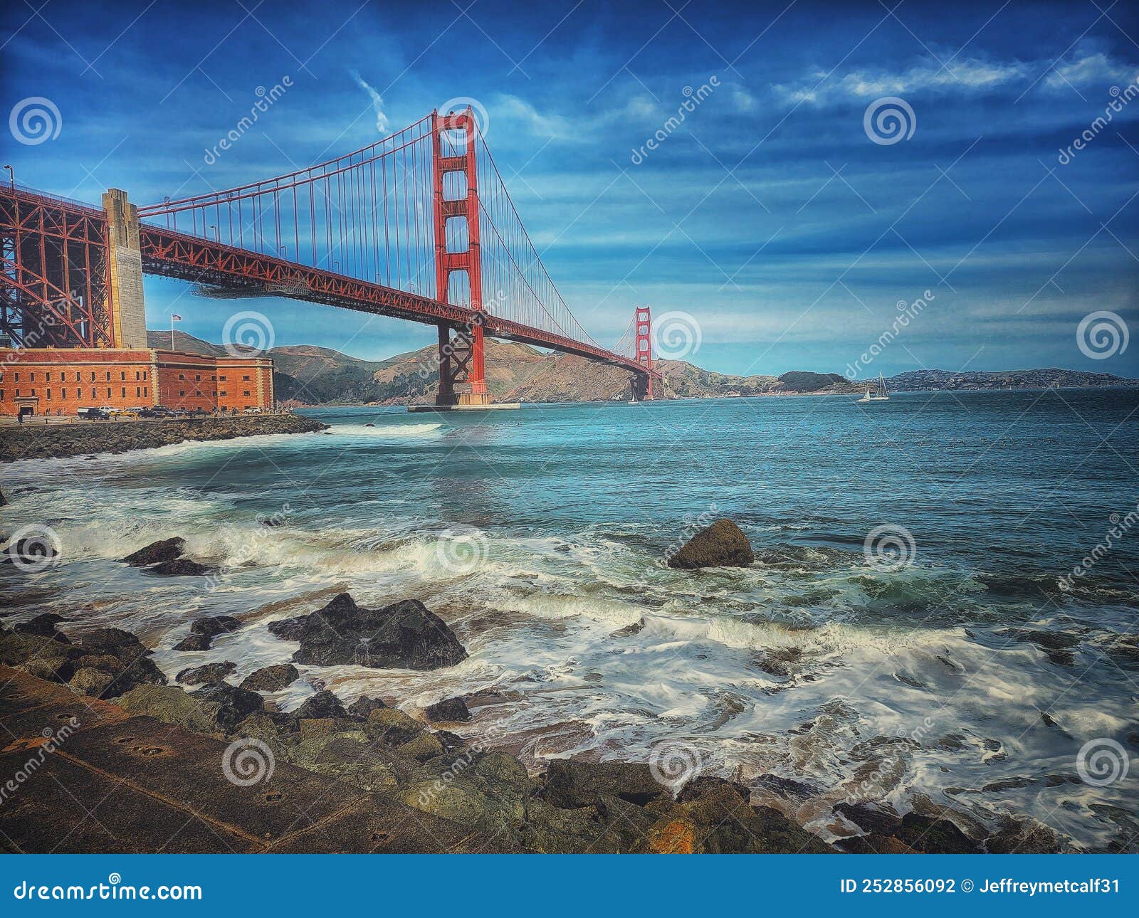 Golden Gate Bridge with Waves Stock Photo - Image of coast, gate: 252856092