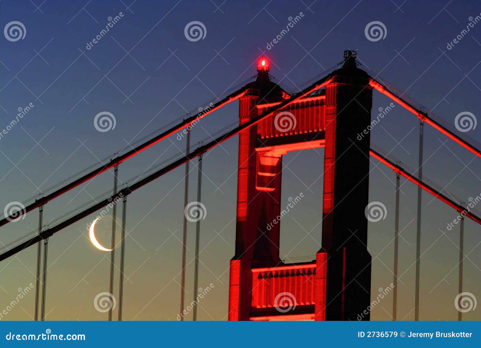 Golden Gate with Crescent Moon Stock Image - Image of recreation ...