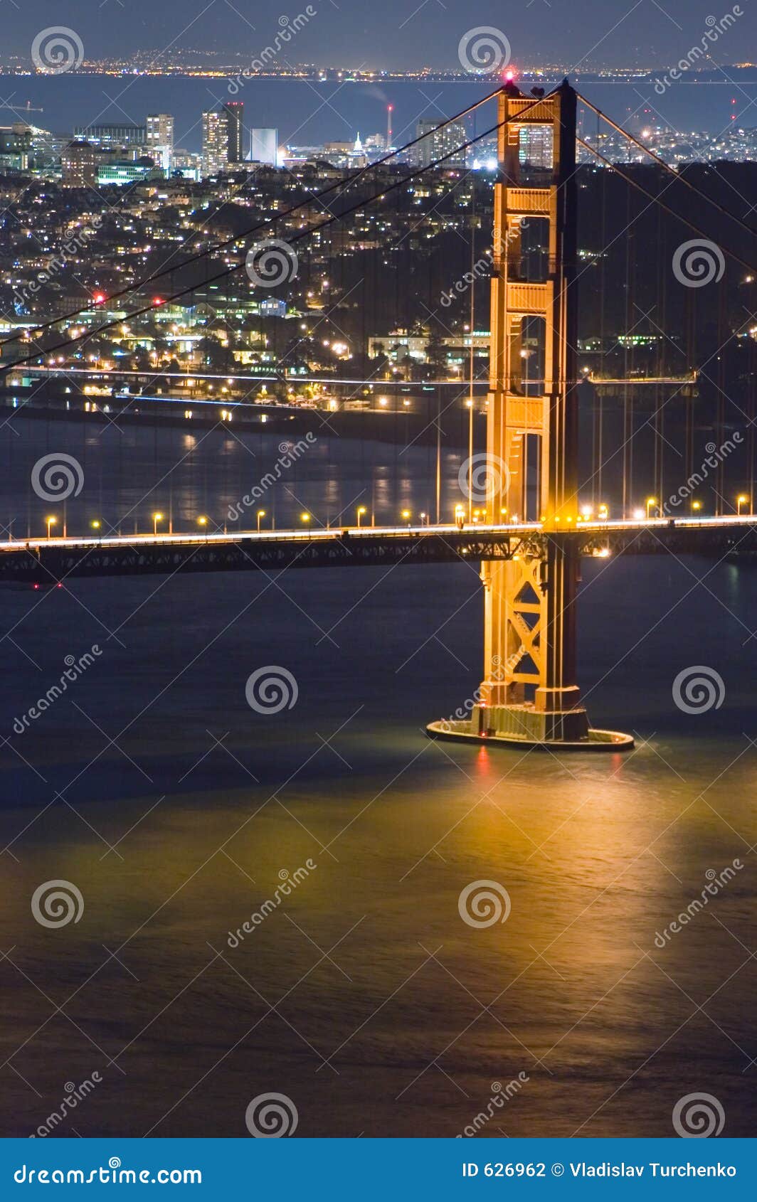 Golden Gate at night stock photo. Image of pacific, francisco - 626962