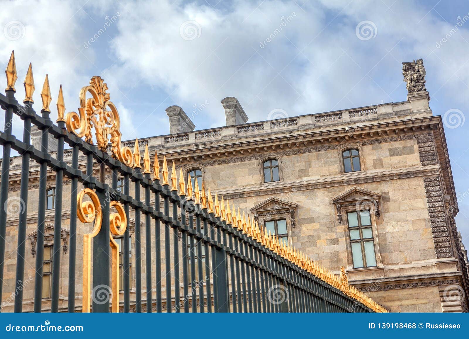 Golden gate in Paris stock photo. Image of tower, tourism - 139198468