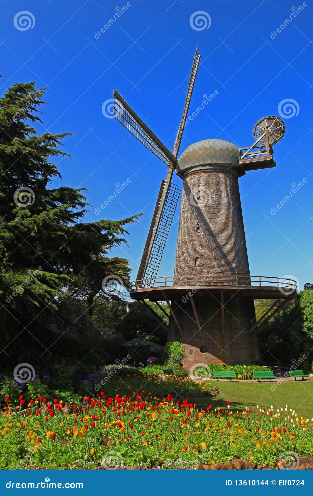 Golden Gate Park Dutch Windmill in San Francisco Stock Photo - Image of ...