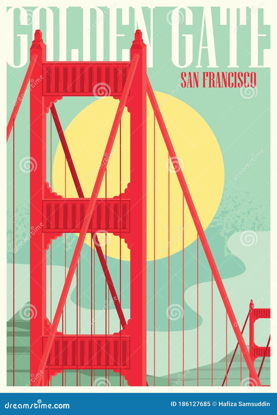 Golden Gate. Vector Illustration Decorative Design Stock Illustration ...