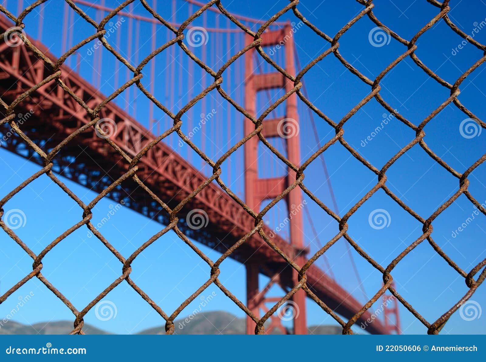 Golden Gate wire fence stock photo. Image of mesh, francisco - 22050606