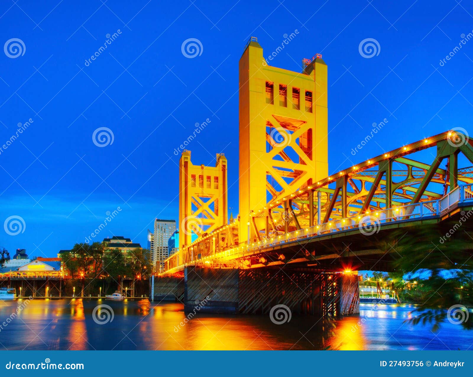 Golden Gates Drawbridge in Sacramento Stock Photo - Image of city ...