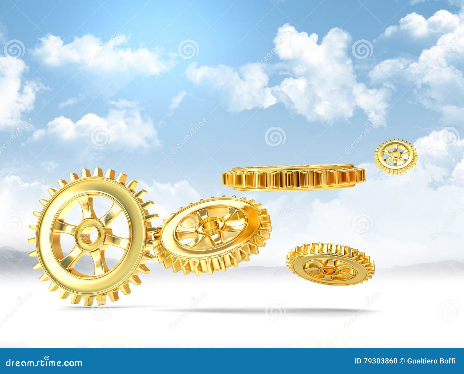 Golden Gear Icon Config Settings Symbol, Gears Signs Cartoon Vector ...