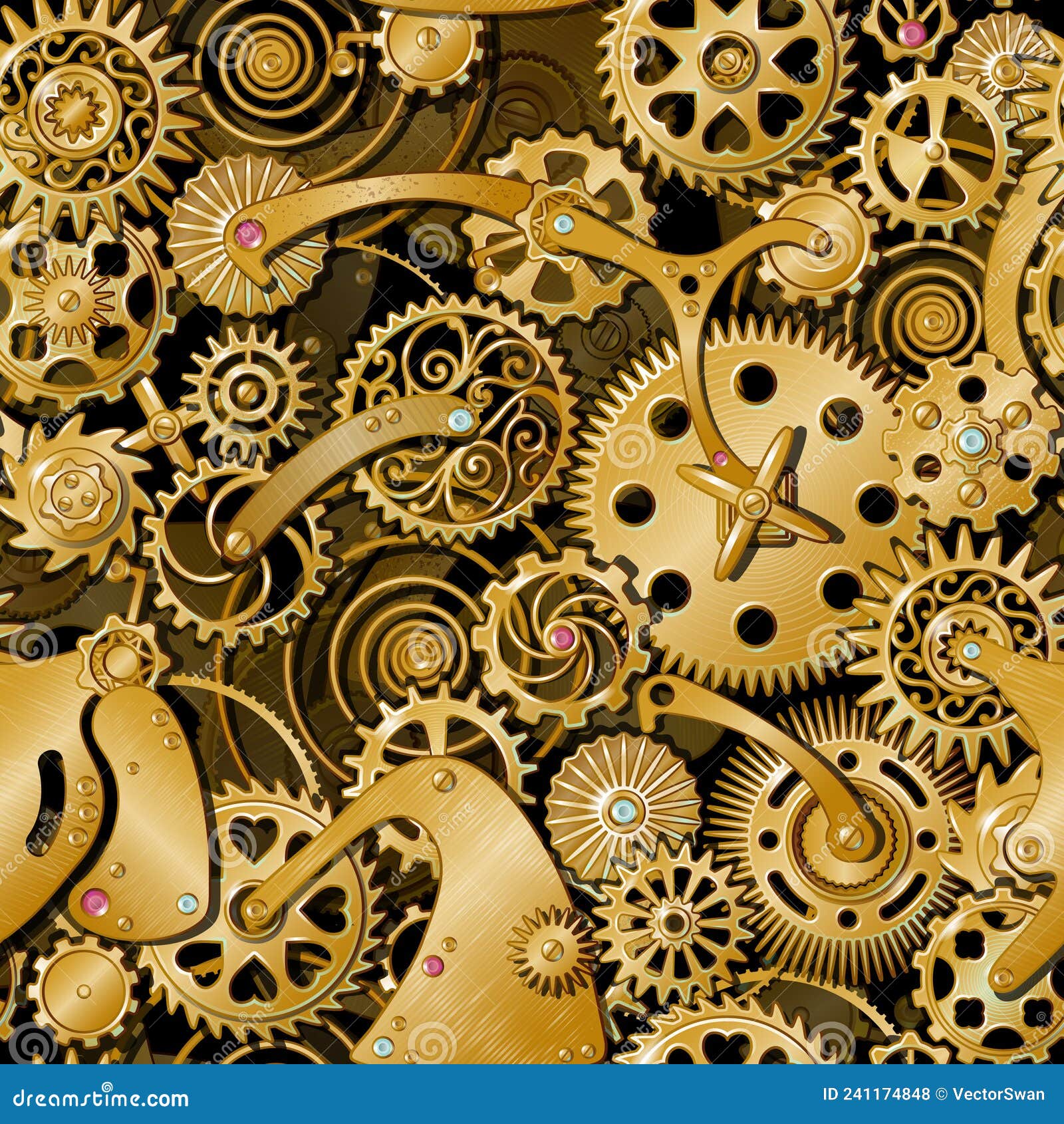 Golden Gears Pattern stock vector. Illustration of equipment - 241174848