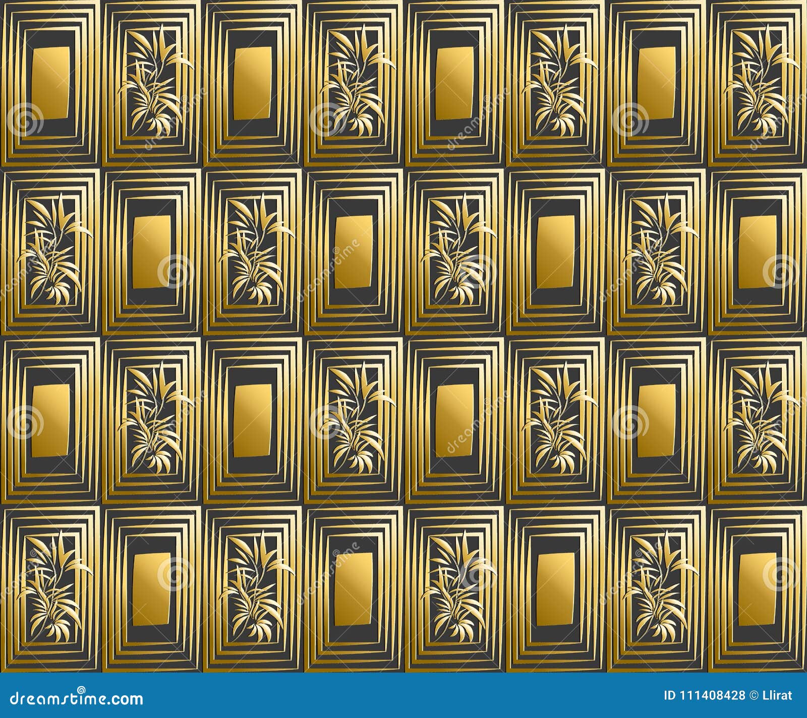 Golden Geometric Seamless Pattern with Bamboo Branches Stock Vector ...