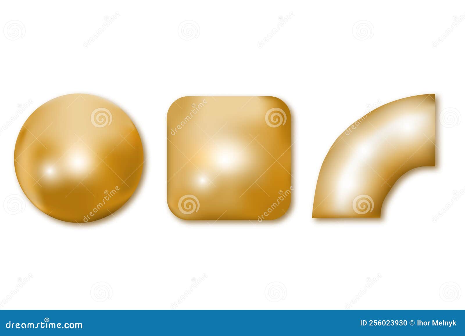Golden Geometric Shapes Objects Stock Vector - Illustration of metallic ...