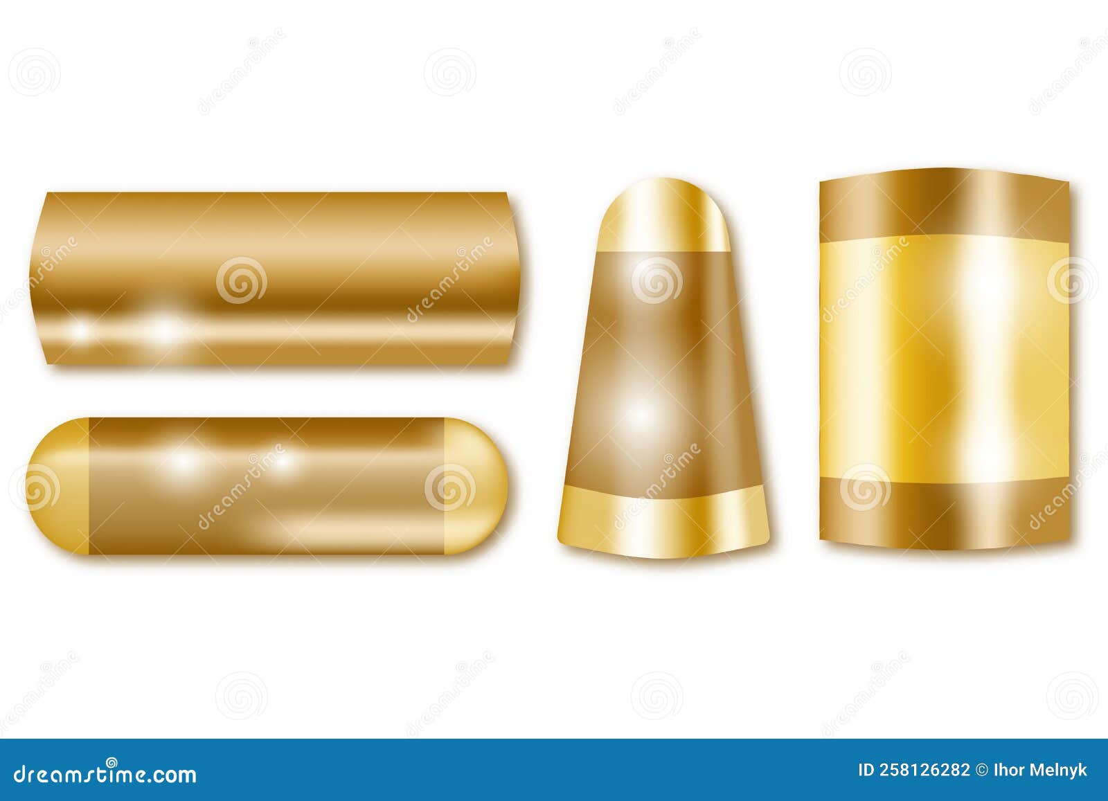 Golden Geometric Shapes Objects Stock Vector - Illustration of ...
