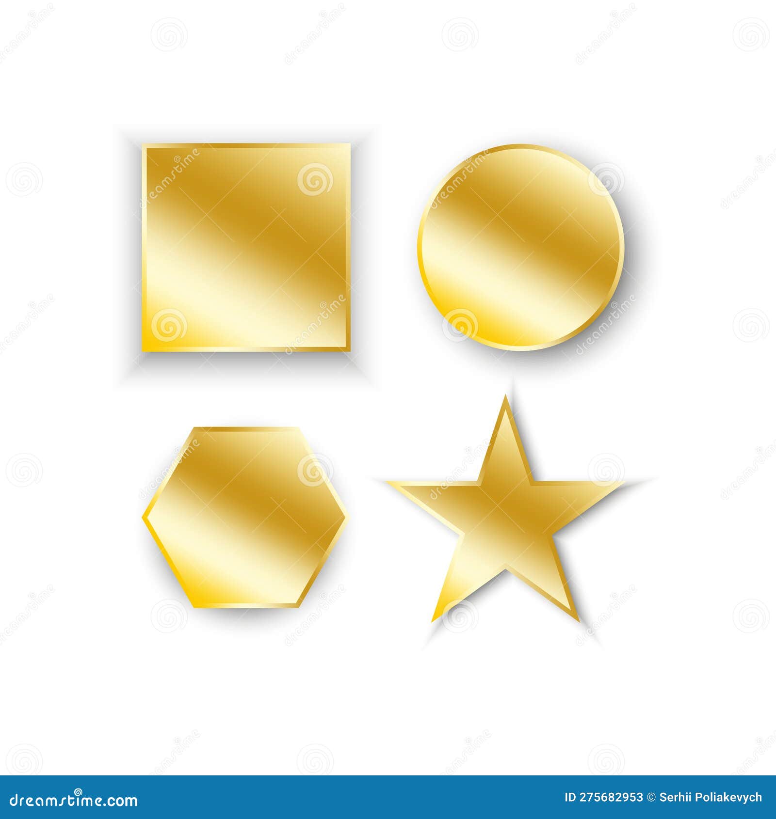 Golden Geometric Shapes. Vector Geometric Form. Star Icon. Vector ...