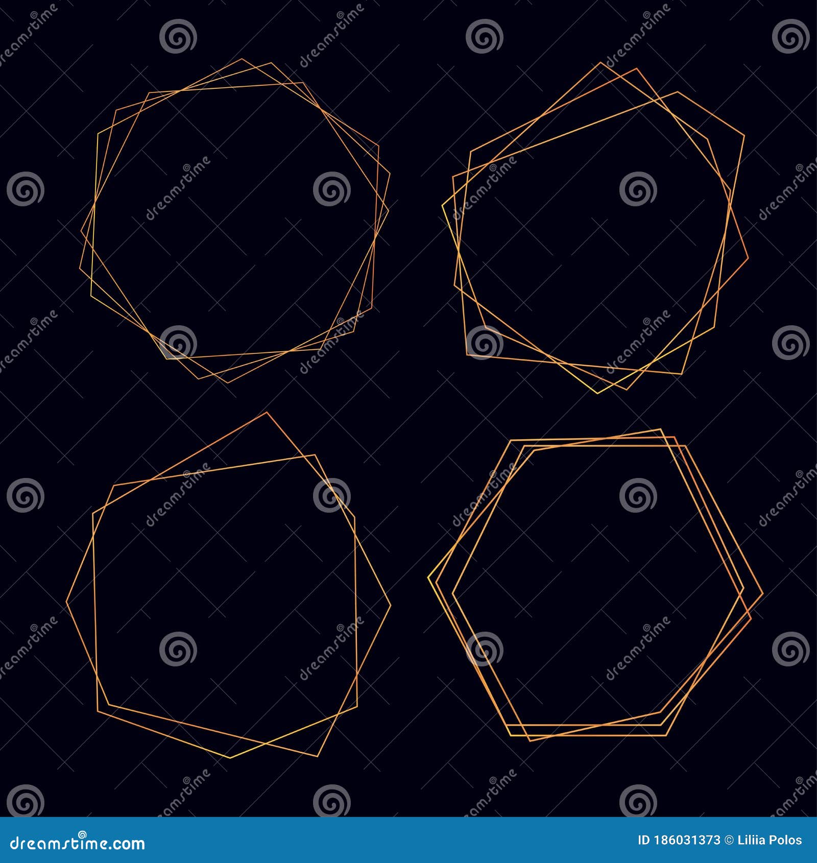 Golden Geometric Shapes. Vector Frames. Set for Modern Design and ...