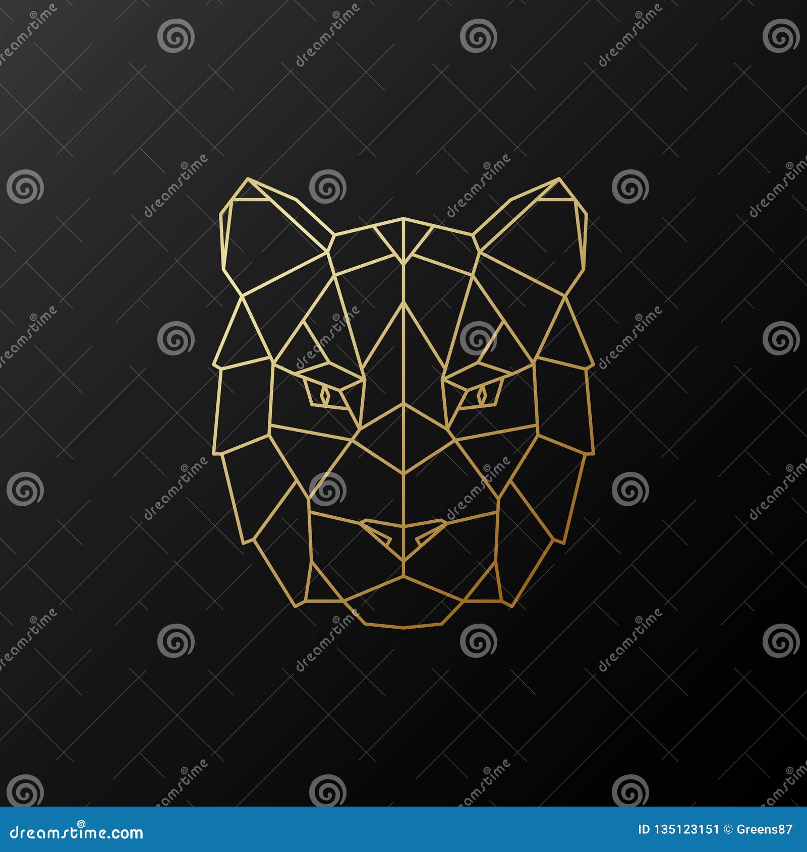 Golden Geometric Tiger Head. Stock Vector - Illustration of animal ... Golden Geometric Tiger Head. Stock Vector - Illustration of animal ...